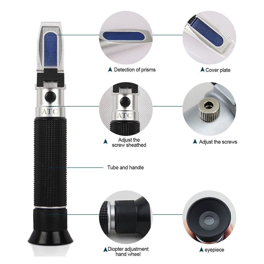 0-32% Handheld Refractometer Sugar Meter Fruit Saccharimeter Measureme ...