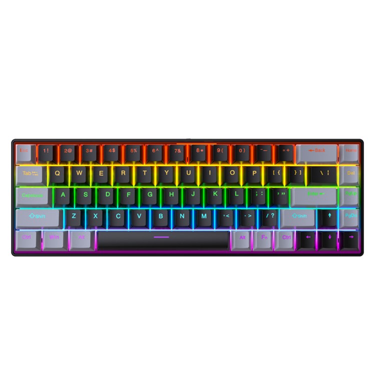 Y-FRUITFUL K68 Color Splicing Wired Keyboard 68-Key RGB Backlit Comput ...