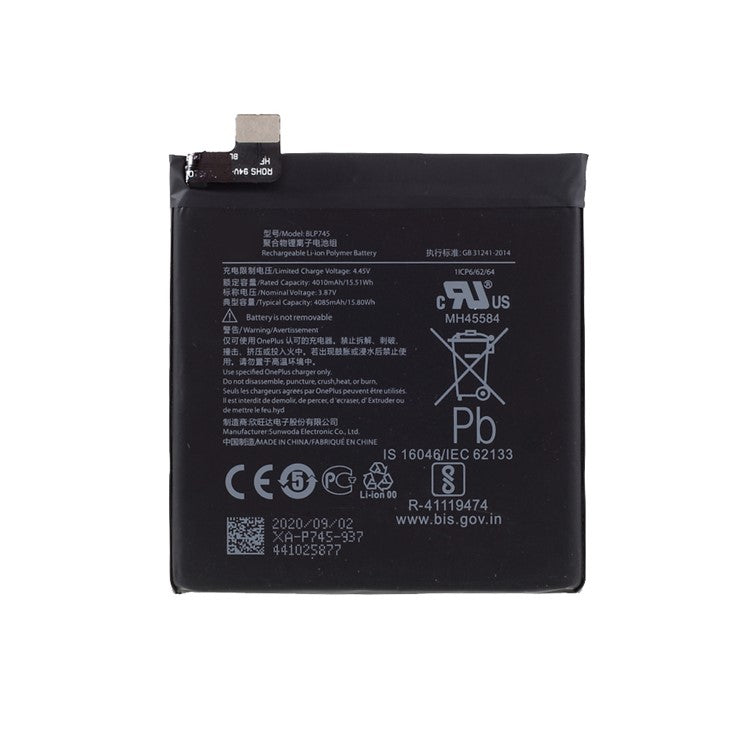 3.87V 4010mAh Battery Replacement (Encode: BLP745) for OnePlus 7T Pro ...