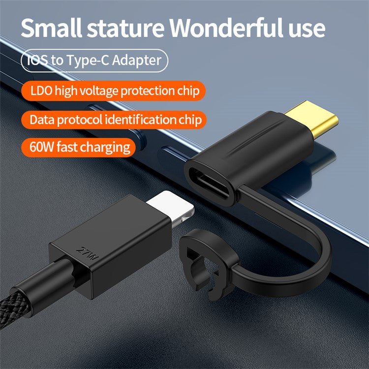 iP to Type-C 3.1 OTG Connector For iPhone Female to USB-C Male Adapter ...