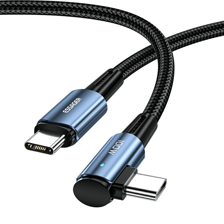 ESSAGER ChenGuang 2m 100W Type-C to Type-C Elbow Braided Cable 5A Fast ...