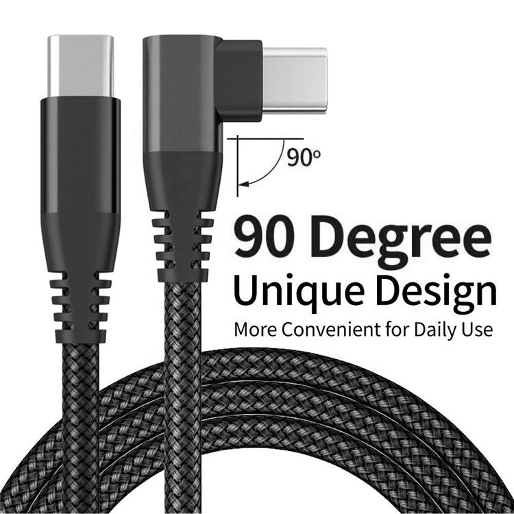 3m 90-Degree Type-C to Type-C Cable PD 60W USB 2.0 Fast Charging Data ...