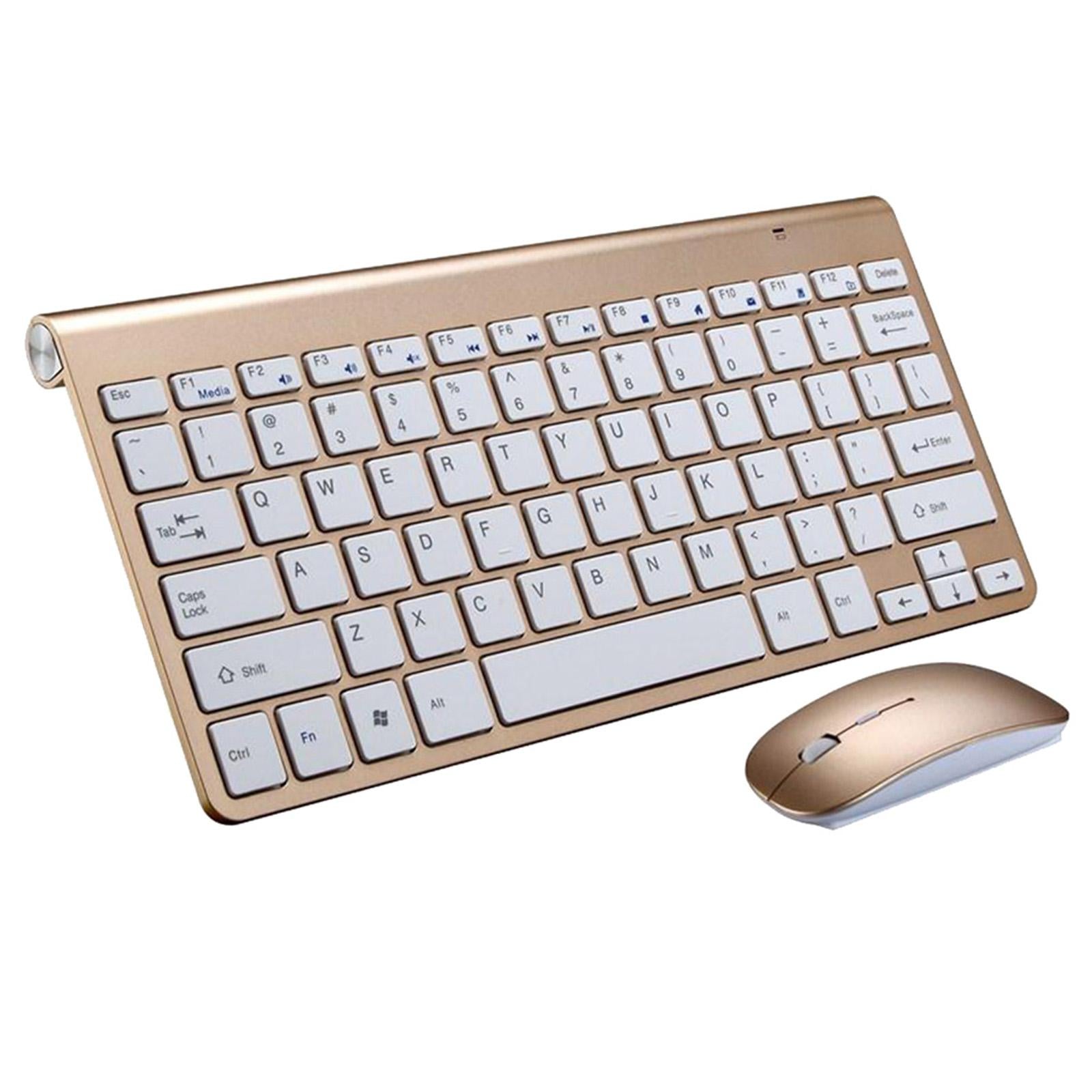 Mini Flat Quiet Wireless Keyboard Mouse Combo Golden– UNIQKART