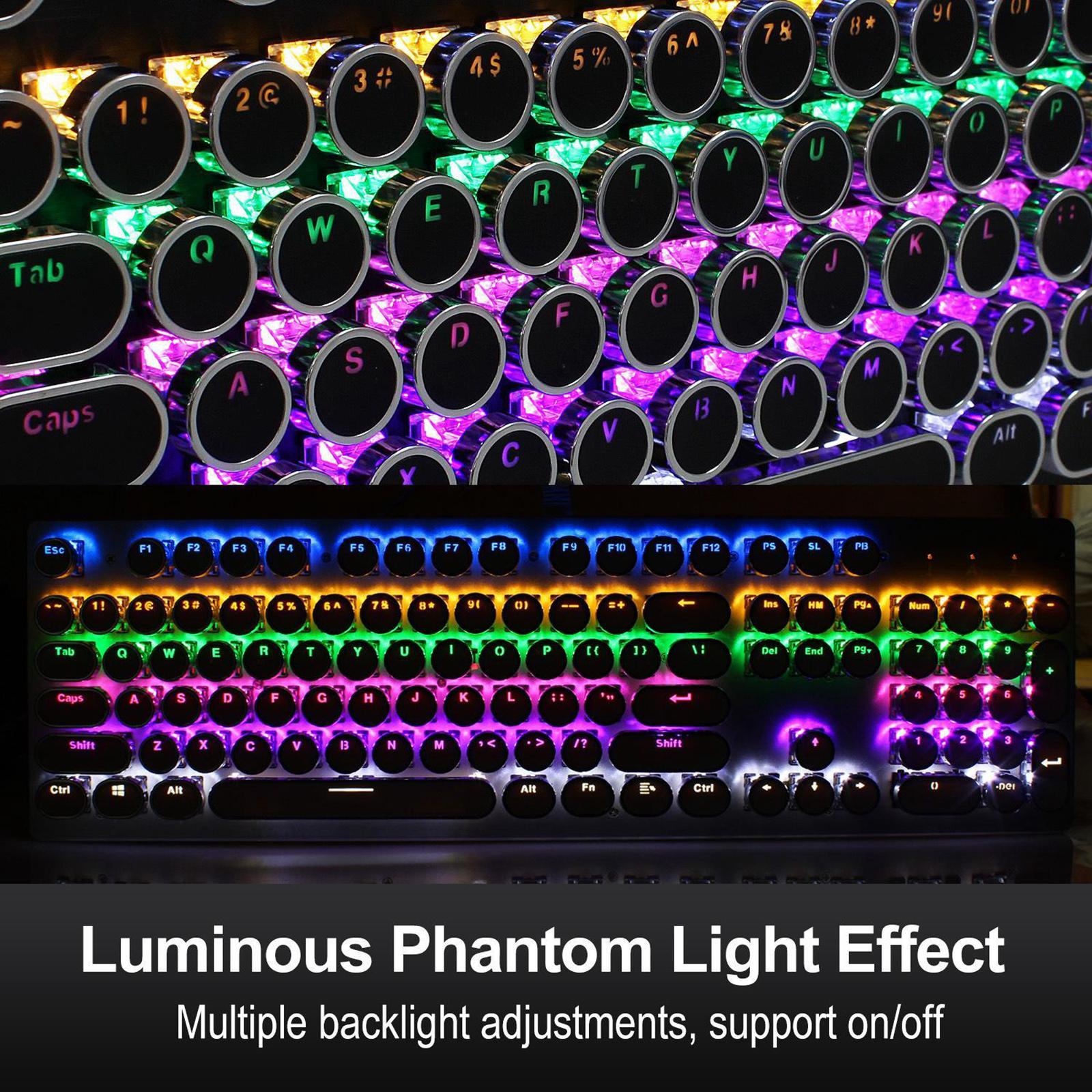 Professional USB Wired Typewriter Gaming Mechanical Keyboard RGB Backl ...