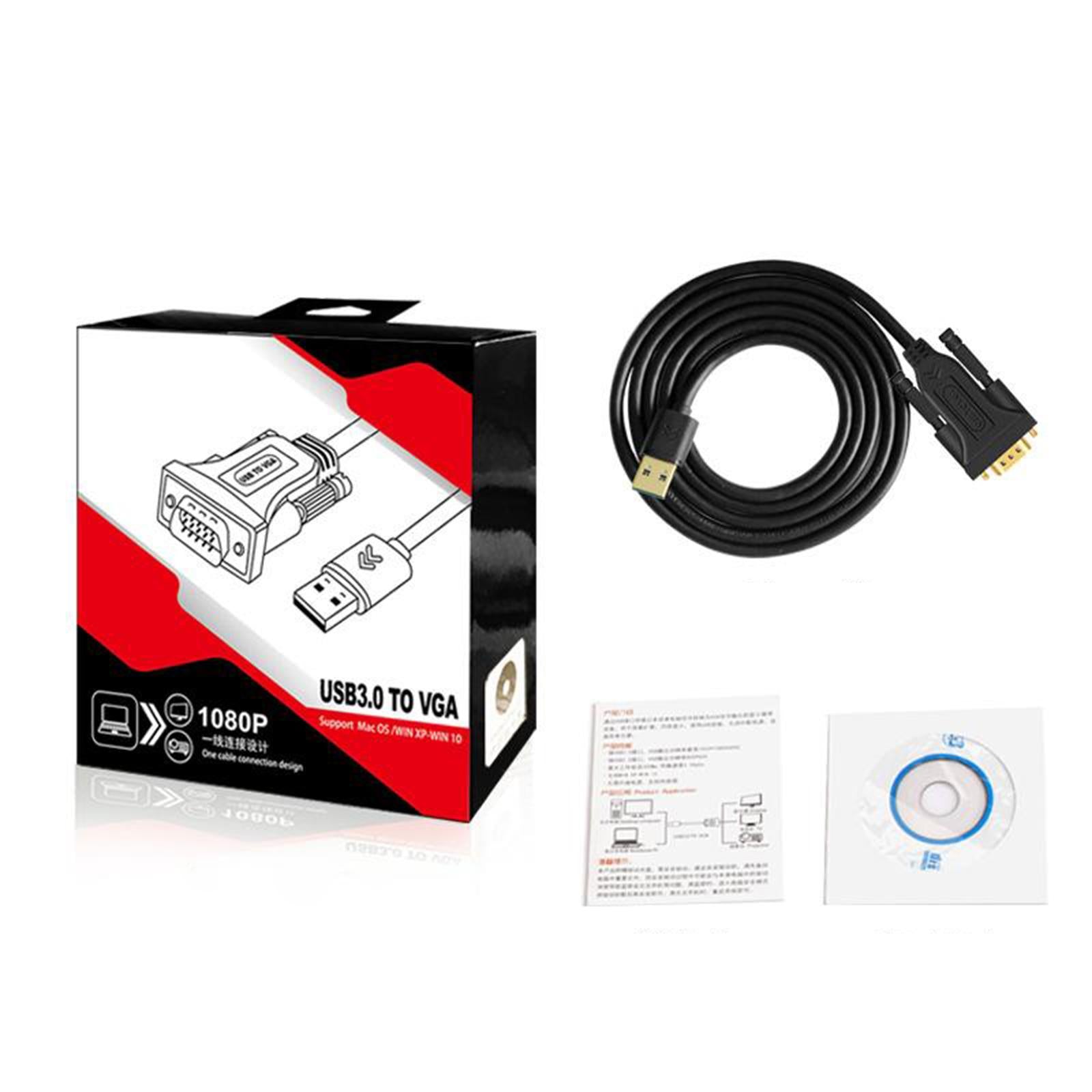 USB 3.0 to VGA Adapter Cable 1080P Monitor Display Converter Adapter C ...