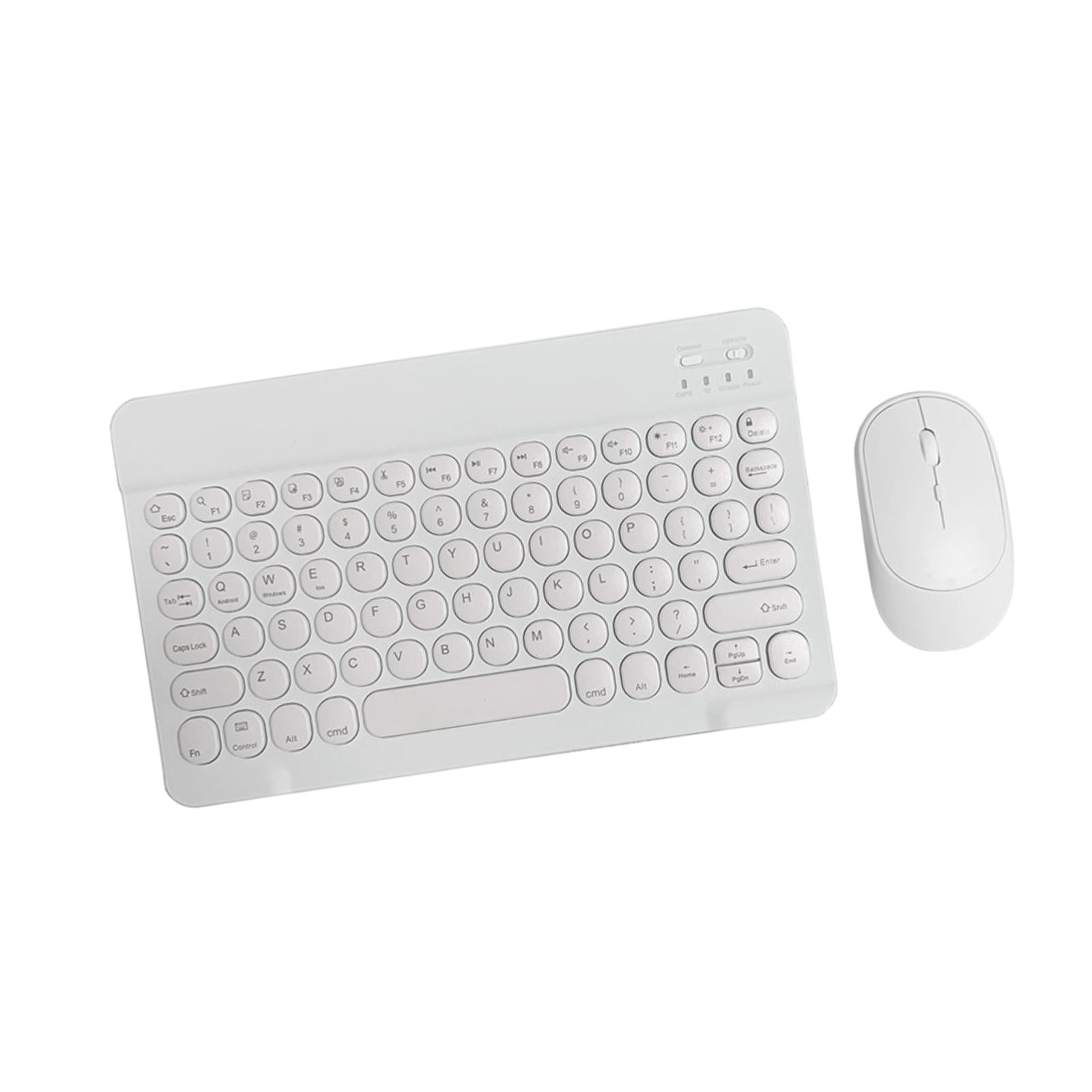 Round Keycap Wireless Bluetooth Keyboard for Phones Laptop White with ...