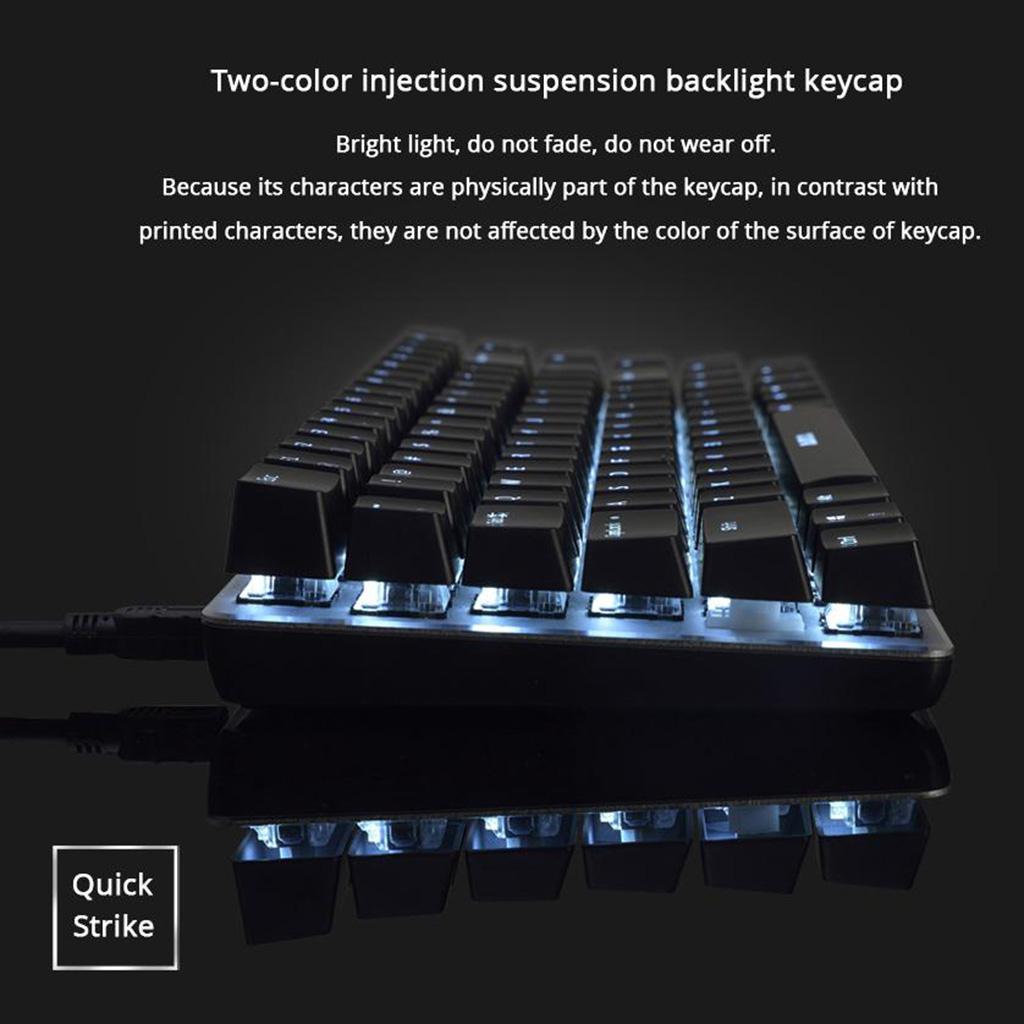 AJAZZ Mechanical Keyboard Portable 82 Keys Blue Switches-Black-White L ...