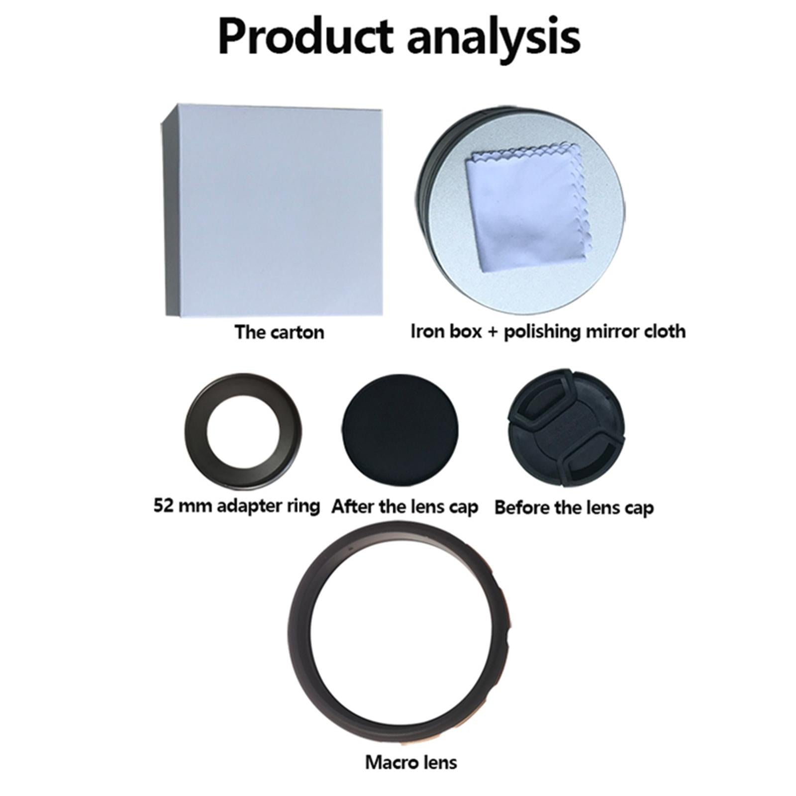 Wide Angle 52mm 10 times Macro Lens for Card Camera Easy Install Acces ...