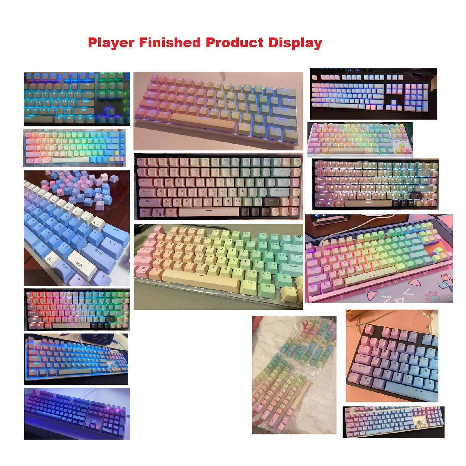 104 Keys Mechanical Switch Keyboard Keycaps PBT Keycaps Rainbow Gradie ...