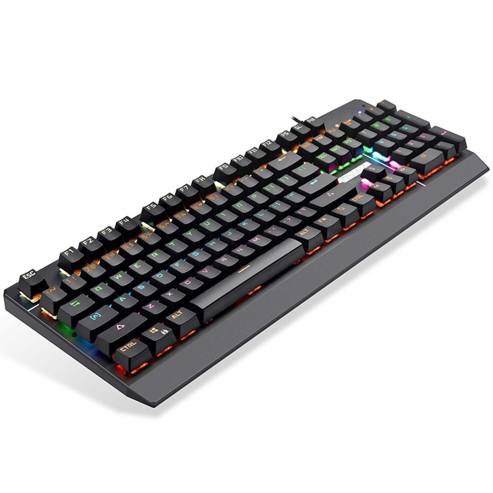 Mechanical Gaming Keyboard RGB Backlit 104 Keys for PC Black Square Ke ...