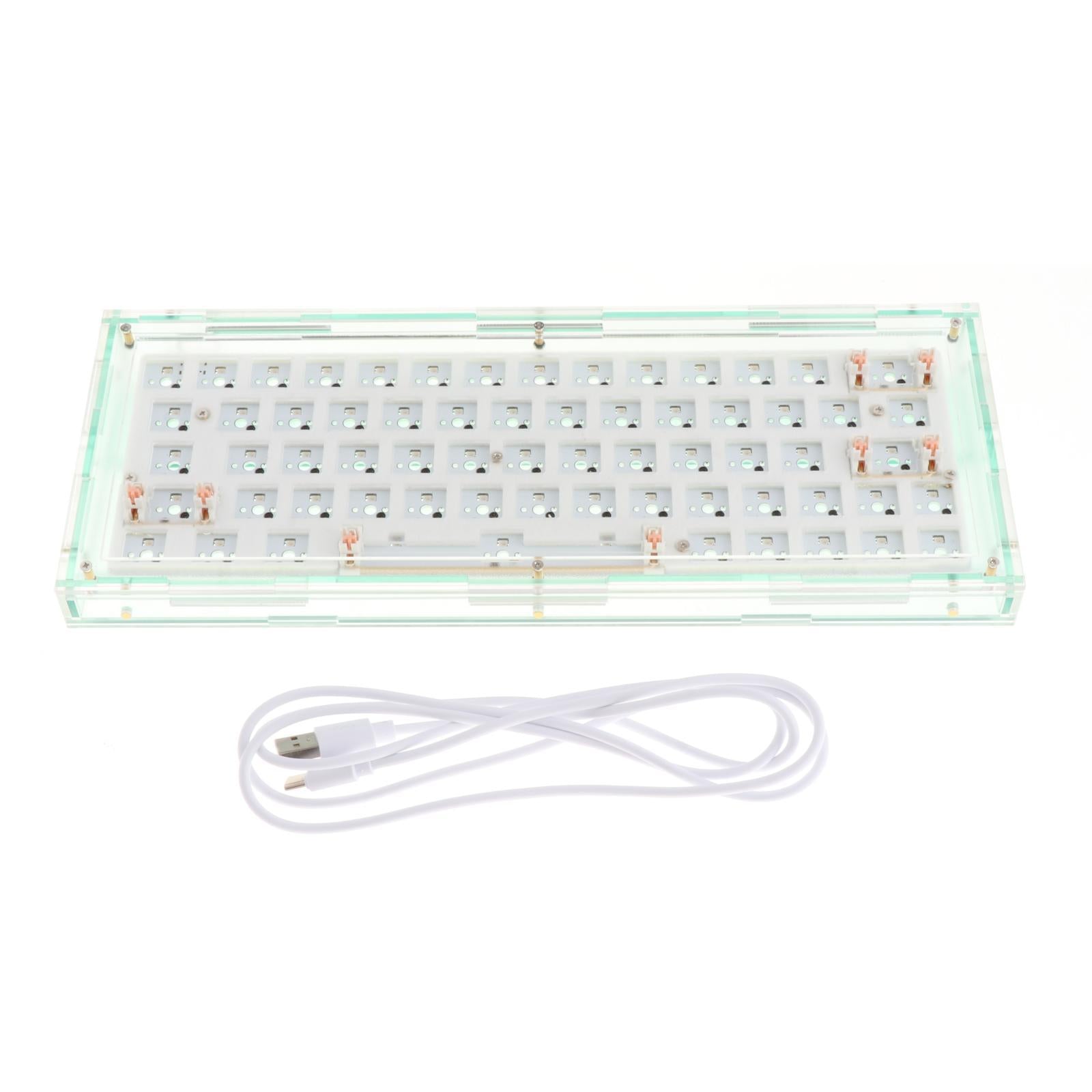 64 Keys Wired Mechanical Keyboard DIY Kit Hot Swap Switch RGB Clear Gr ...