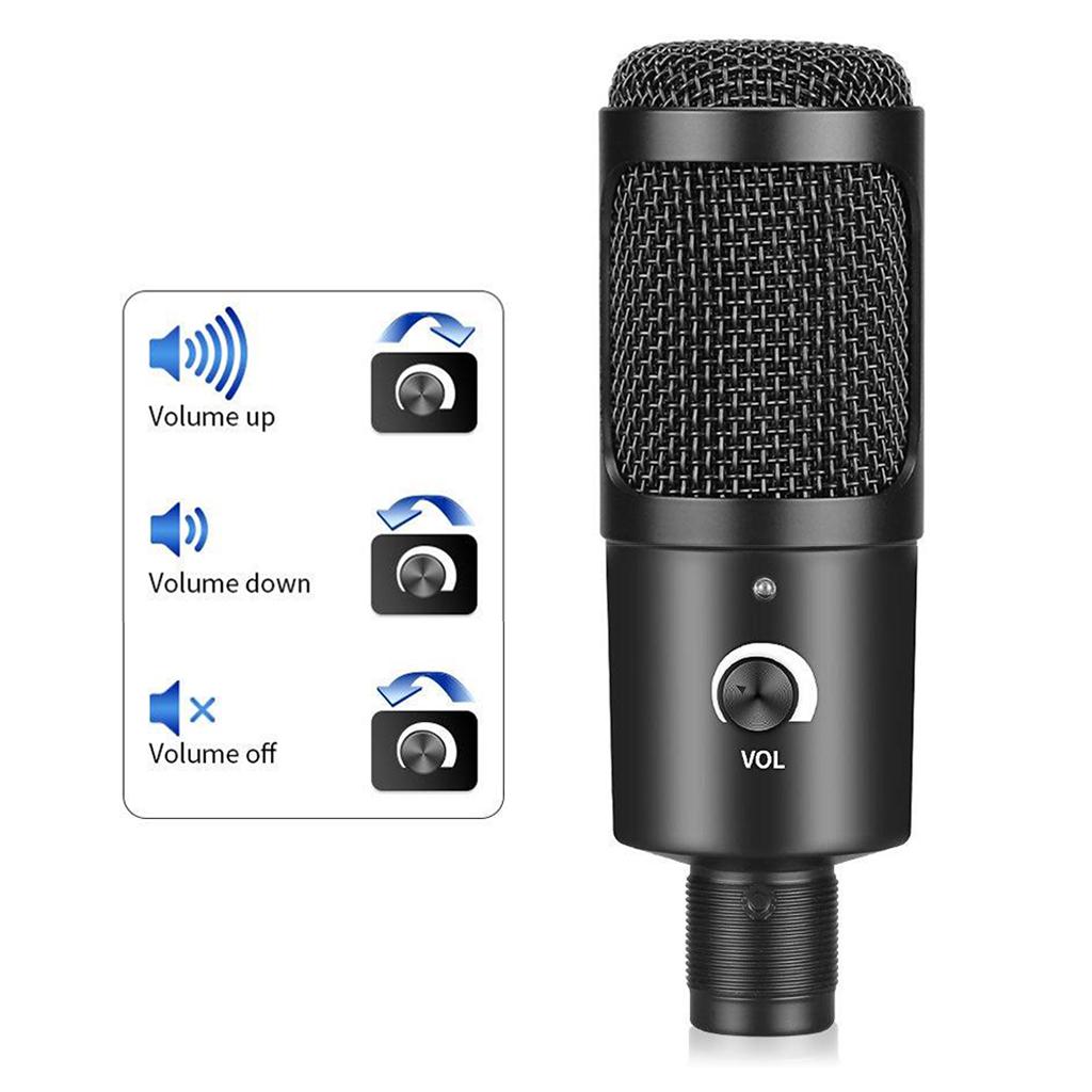 USB Studio Recording Microphone,Condenser Broadcast Mic w/ Stand Recor ...