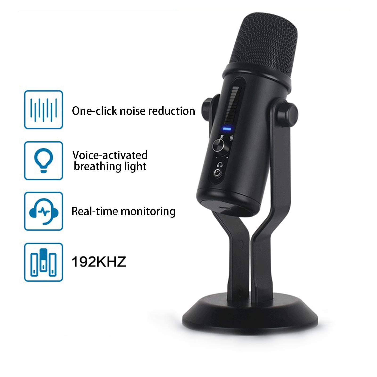 Wireless USB Microphone High Performance for Podcasting Streaming Blac ...