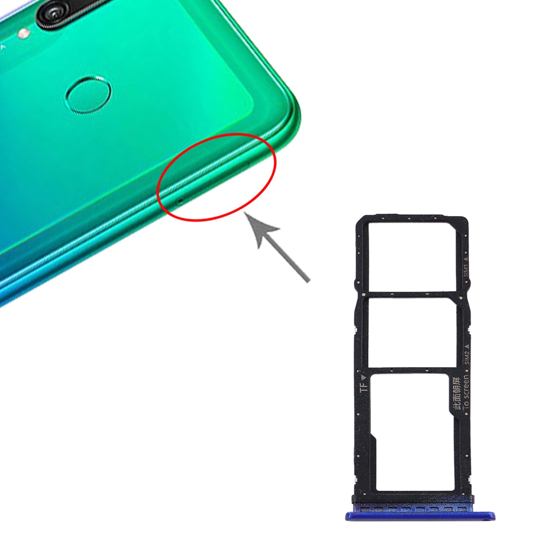 SIM Card Tray + SIM Card Tray + Micro SD Card Tray for Huawei Y7p (Blu ...