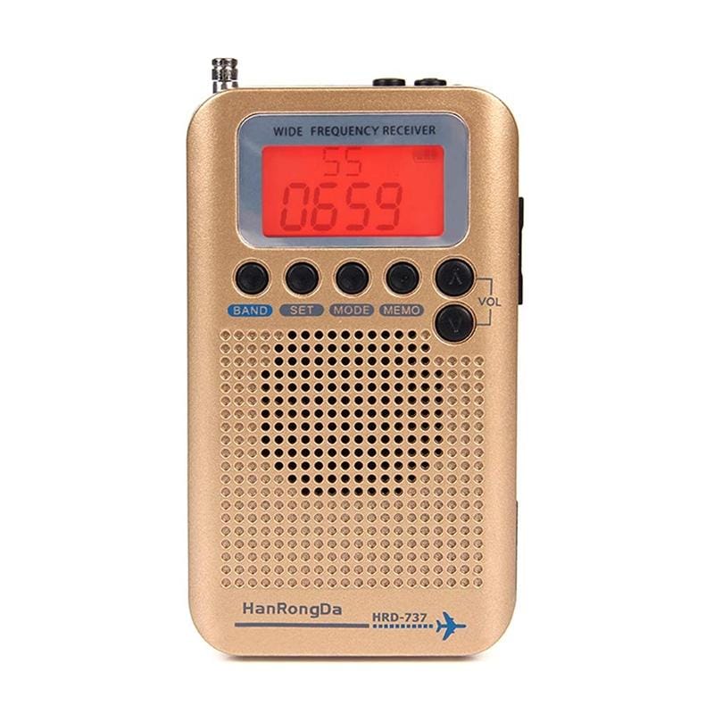 HRD-737 Portable Aircraft Band Radio Wide Frequency Receiver (Gold ...