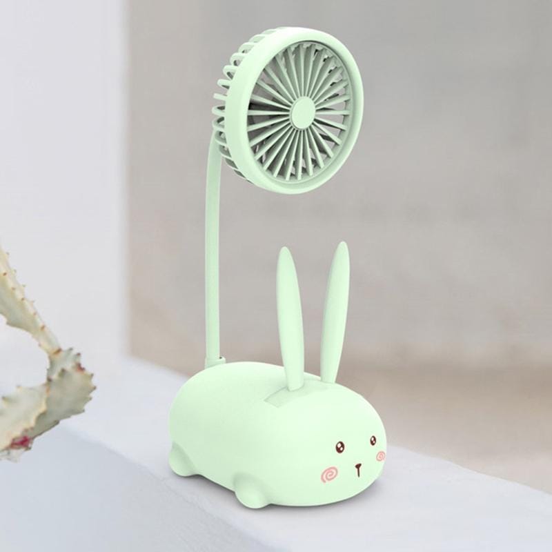 Student Desktop Learning Cute Cartoon Mini Fan, Style:Rabbit (Green ...