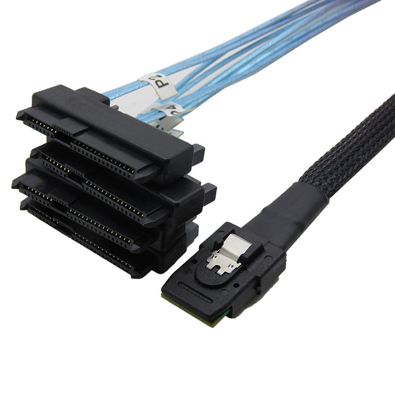 1m Mini SAS 36-Pin SFF-8087 to 4 SAS 29-Pin SFF-8482 Adapter Cable wit ...