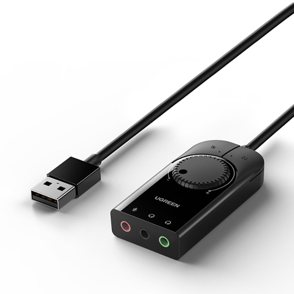Uniqkart 50599 1m External USB Audio Card with 3.5mm Audio/Mic Jack Au ...