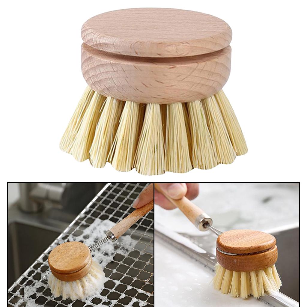 Dish Brush Wooden Handle Kitchen Brushes Nylon Bristle Natural Scrubbe ...