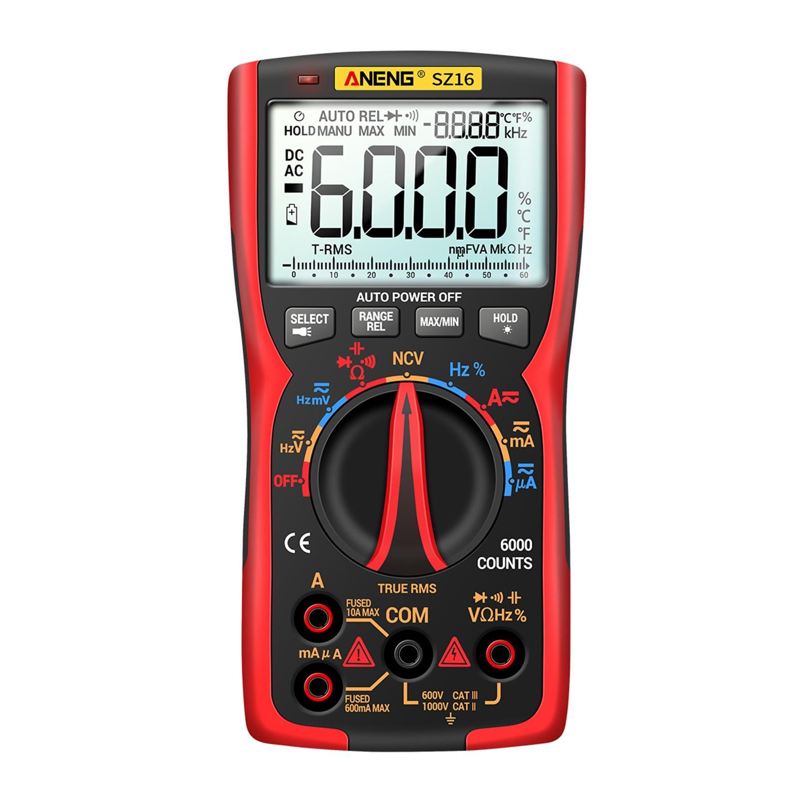 Digital Multimeter DC AC Voltmeter Resistance Detector Red SZ16– UNIQKART