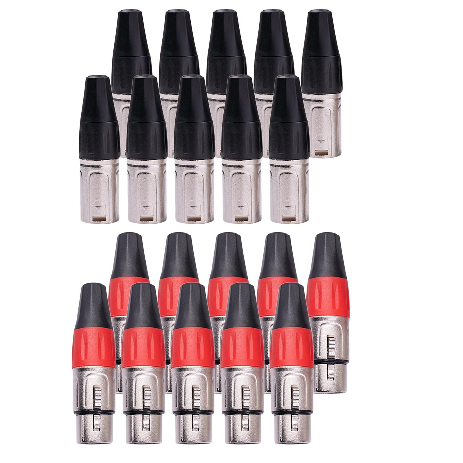 3 Pin XLR Solder Type Connector 5 Male and 5 Female Plug Cable Connect ...