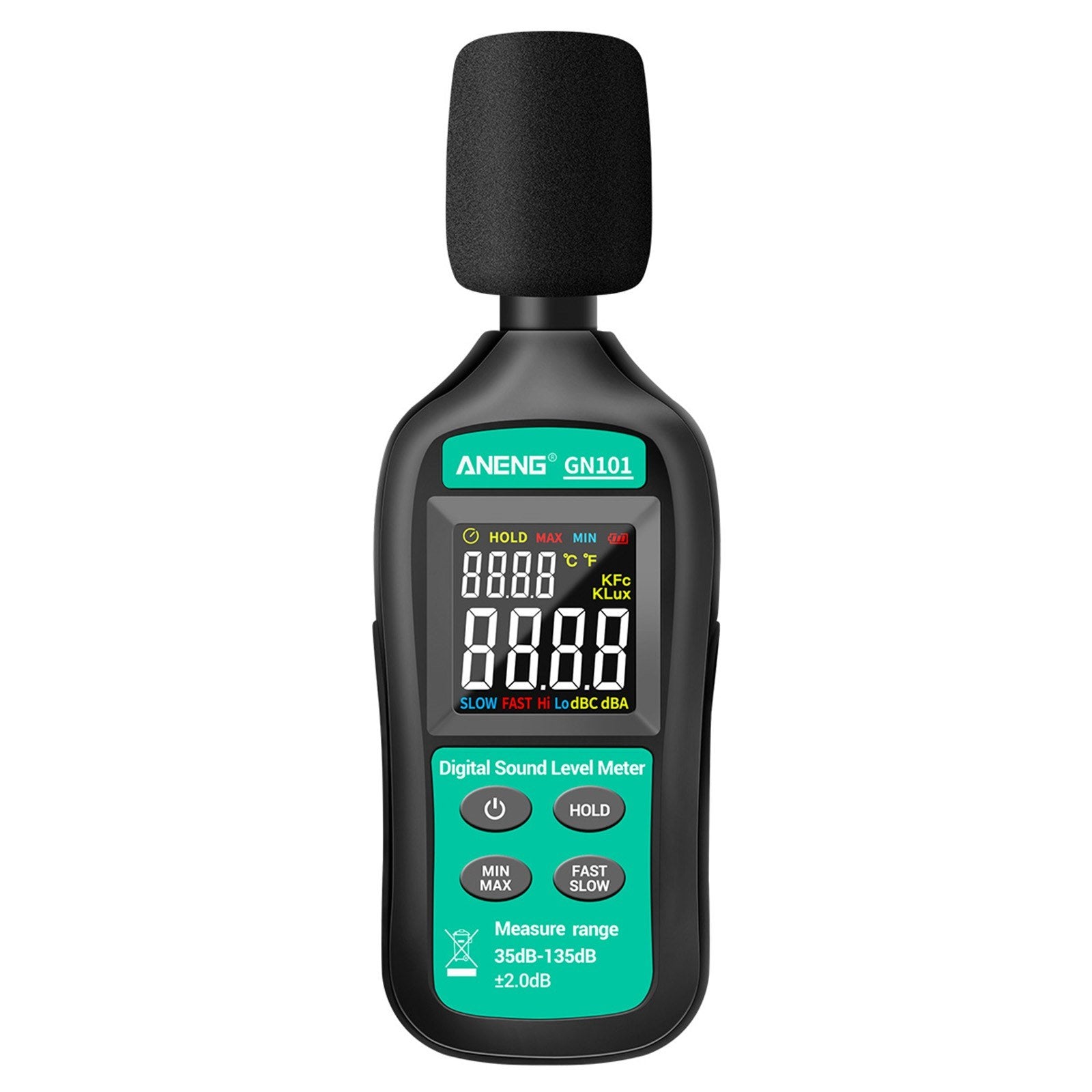 Aneng GN101 LCD Digital Decibel Meter Reader and Sound Noise Meter Tes ...
