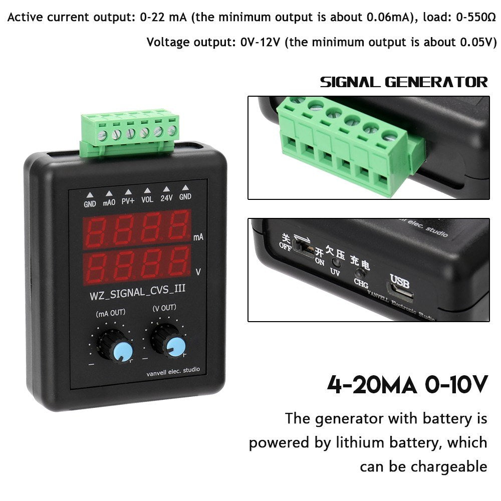 24V Current Voltage Transmitter 4-20mA Signal Generator Signal Calibra ...