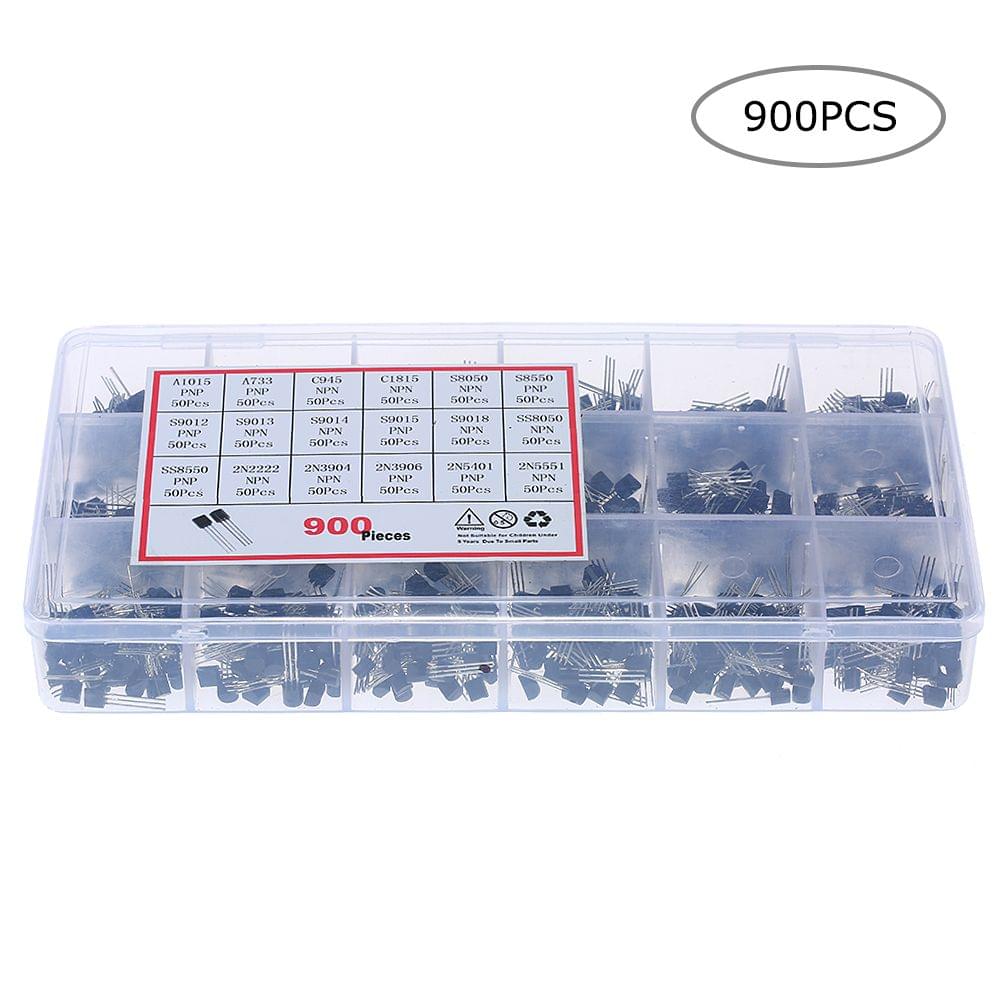 900pcs 18 Value Bipolar Triode Transistor TO-92 Box Kit– UNIQKART
